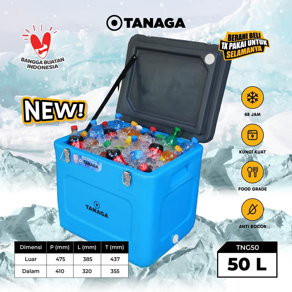 Jual TANAGA Cooler Box 50 Liter Ice Box Termos Kotak Es Batu Ikan ...