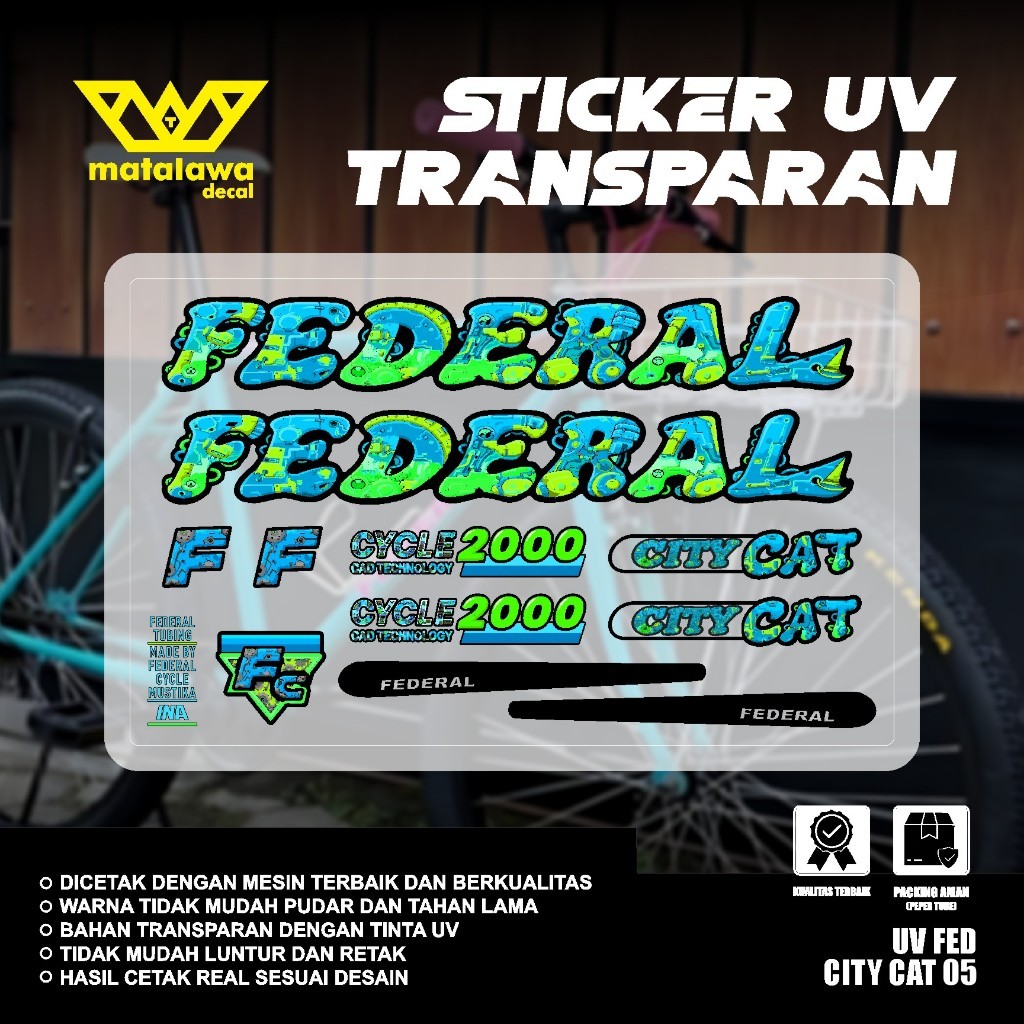 Jual Stiker Decal FEDERAL UV TRANSPARAN CITY CAT 550 Stiker Sepeda ...
