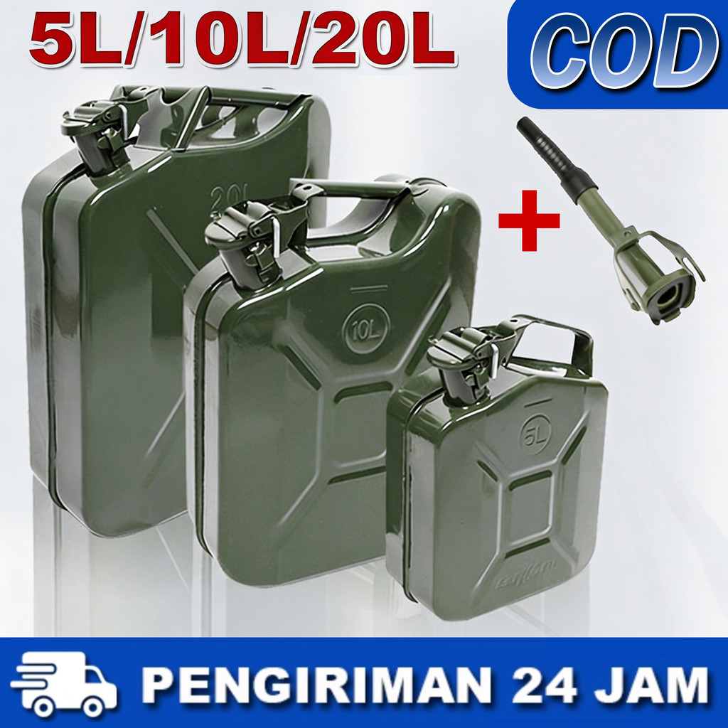 Jual 5/10/20L JERIGEN BESI BENSIN SOLAR JERRYCAN CARBON STEEL PLATE ...