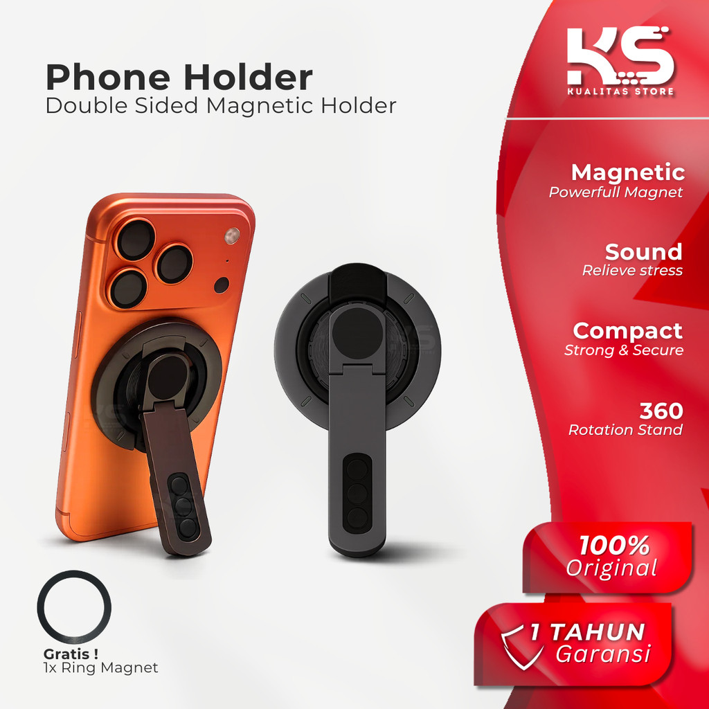Jual Phone Holder Ring Magnetic Finger Grip Stand Handphone Double ...