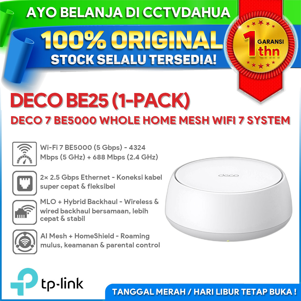 Jual TP-LINK DECO BE25 (1-PACK) DECO 7 BE5000 WHOLE HOME MESH WIFI 7 ...