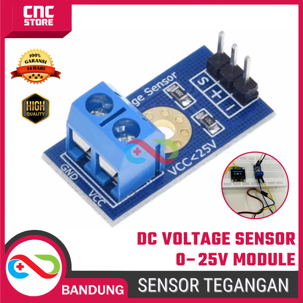 Jual Sensor Tegangan DC 0–25V – Modul Voltage Sensor untuk Arduino ...