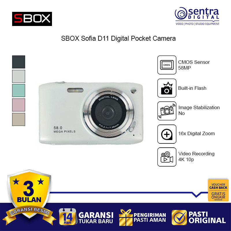 Jual SBOX Sofia Digital 4K Pocket Camera D11 | Shopee Indonesia