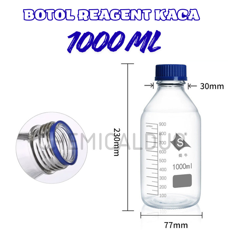 Jual Botol Reagen Kaca Tutup Biru 1000ml Reagent Bottle Blue Cap untuk ...