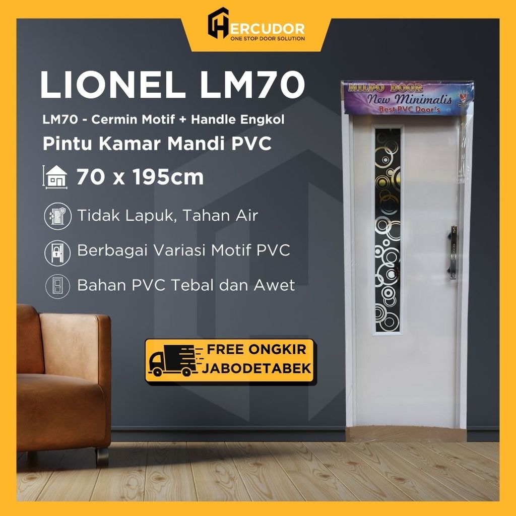Jual LIONEL LM - Pintu Kamar Mandi PVC Tebal LM ENGKOL 70x195 - Cermin ...