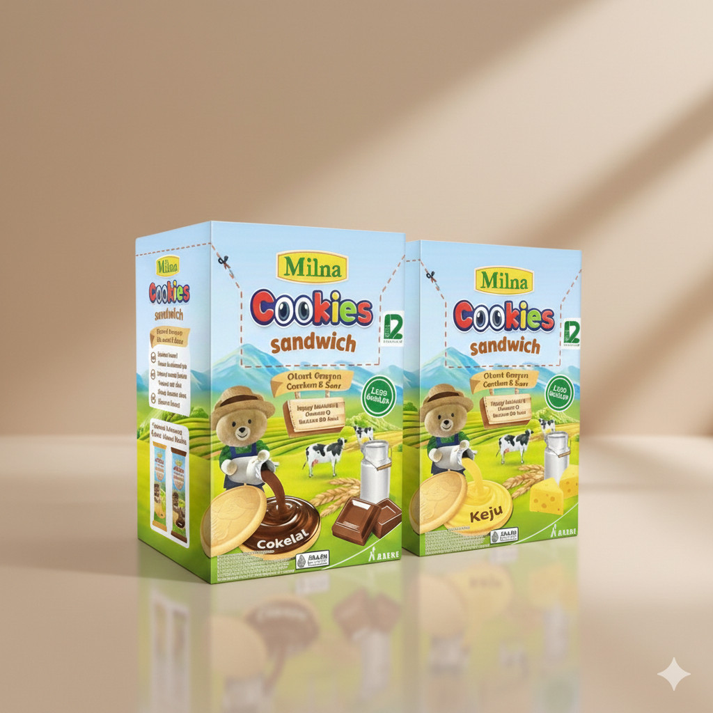 Jual Milna Cookies Sandwich coklat keju isi 12 sachet camilan MPASI ...