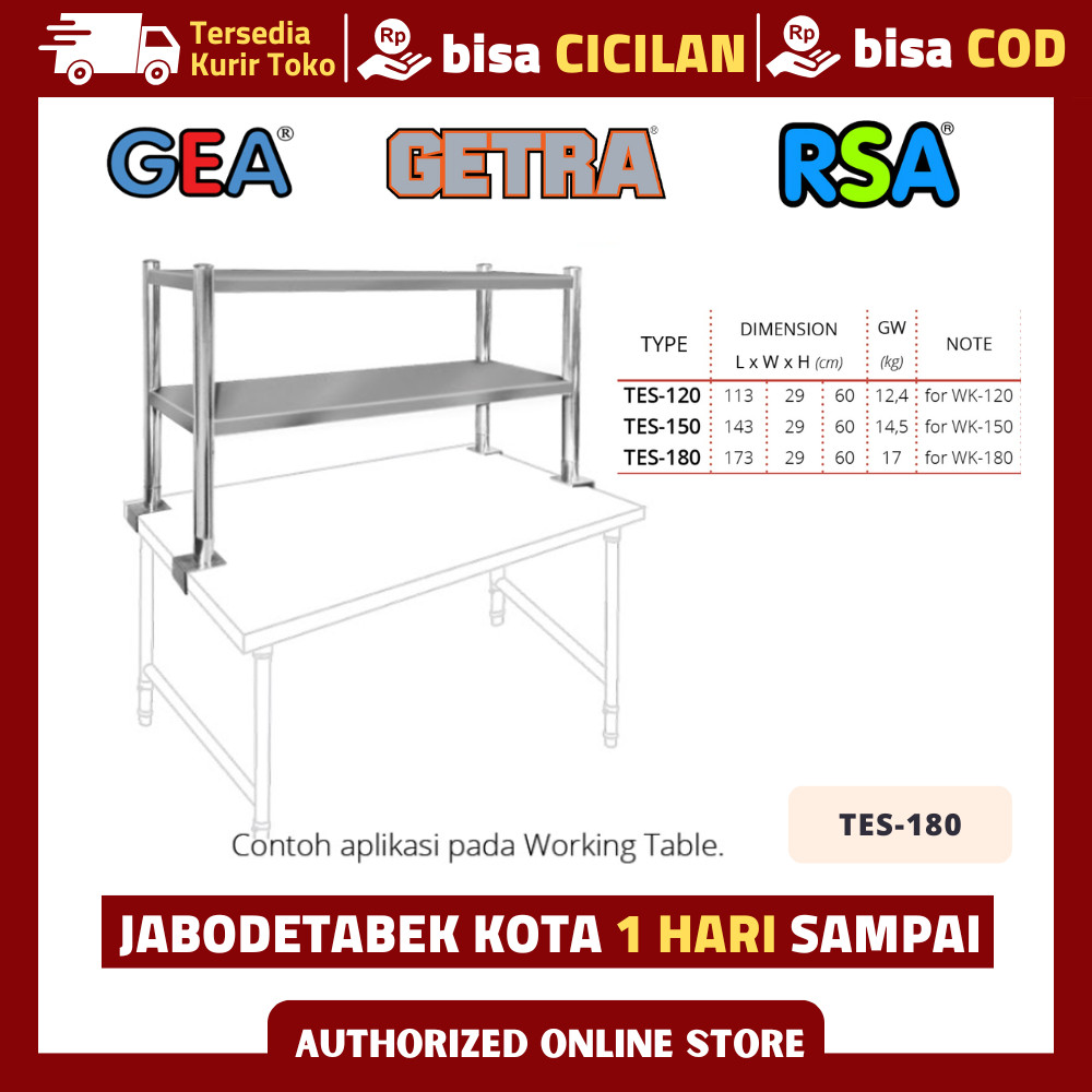 Jual GETRA TES-180 EXTRA SHELF STAINLESS RAK TAMBAHAN TES 180 ORIGINAL ...