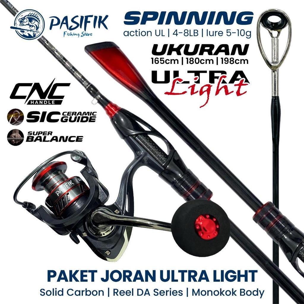 Jual Paket Set Alat Pancing Joran Spinning Rod Action UL Carbon Solid ...
