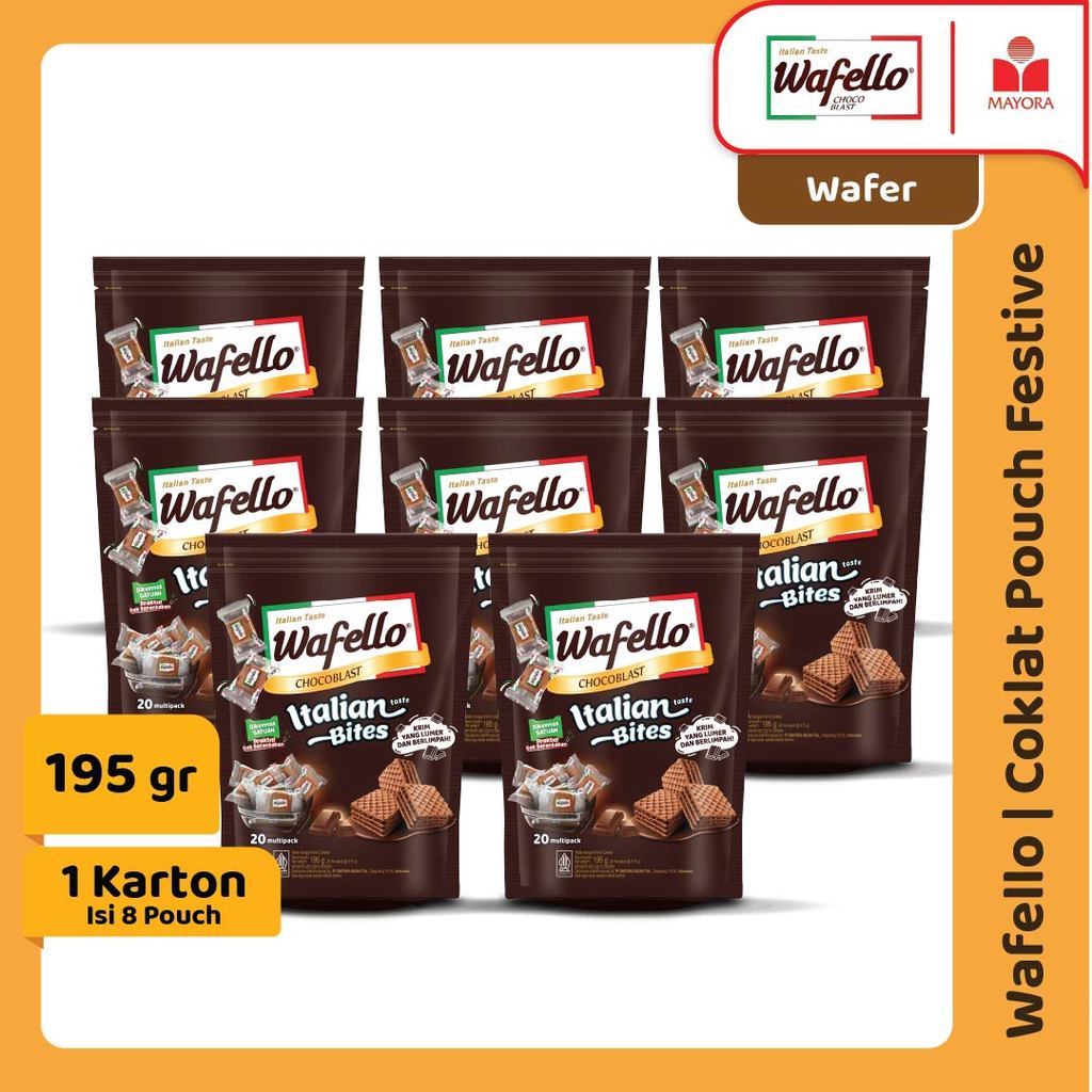 Jual Paket 1 Karton - Wafello Wafer Italia Coklat Pouch Festive ...
