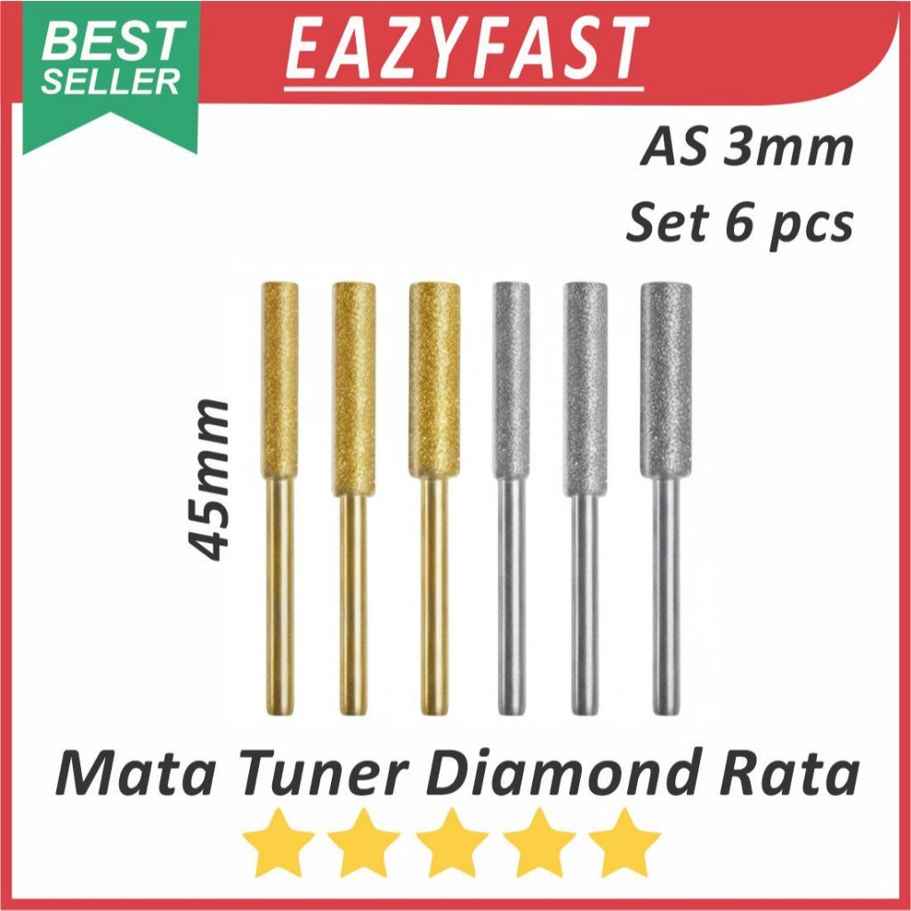 Jual Mata Bor Tuner Mini x6 Diamond 3mm Silinder Rata Ukir Kikir Grafir ...