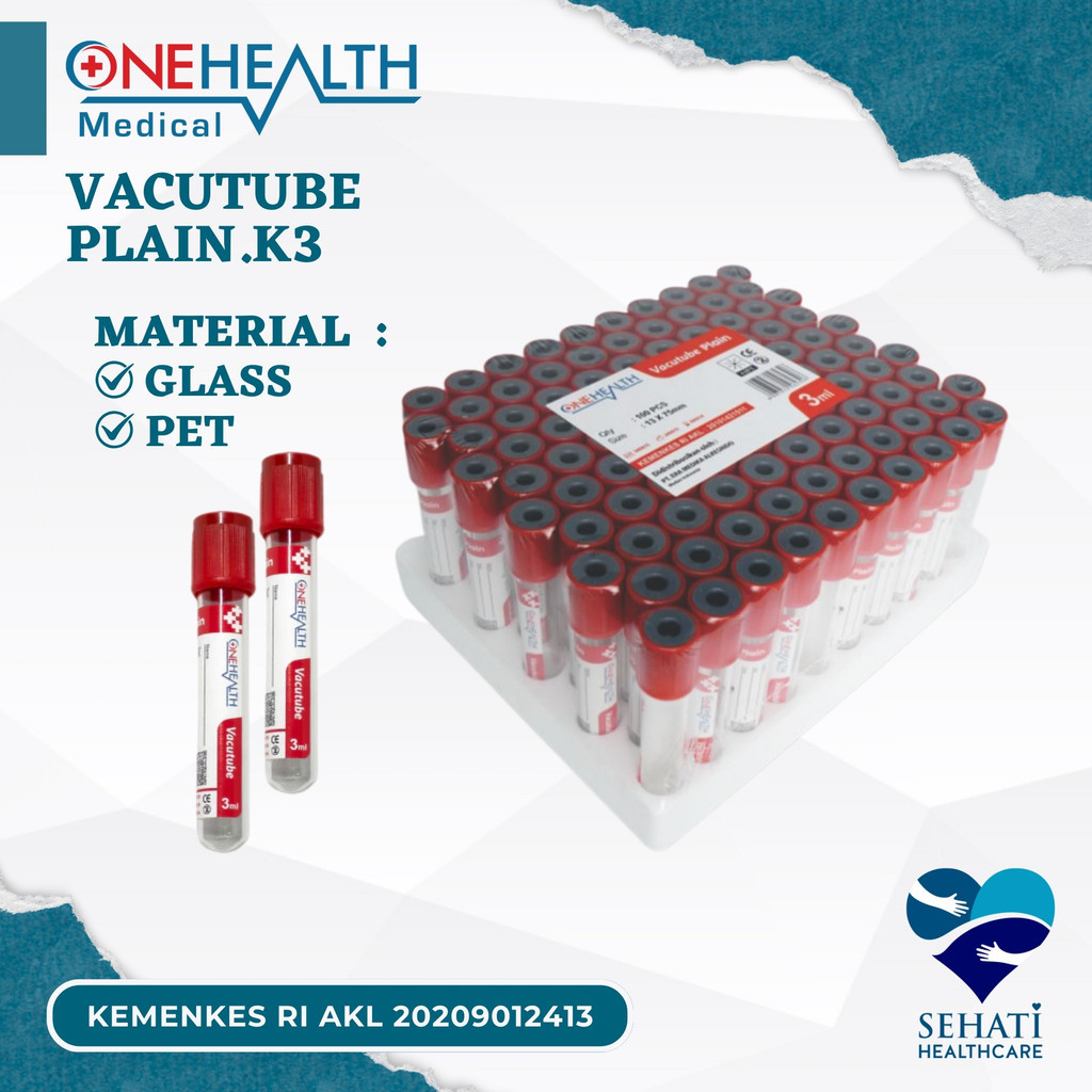 Jual OneHealth Vaculab Plain Vacutainer Glass Pet 3ml Blood Collection ...