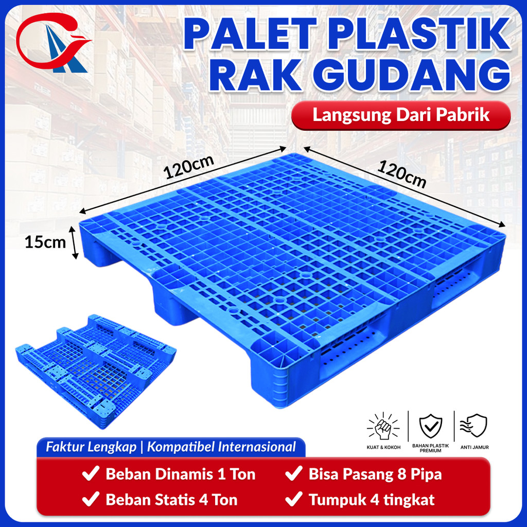 Jual LIN HUI Palet plastik 120x120*15cm biru tipe M Palet plastik ...