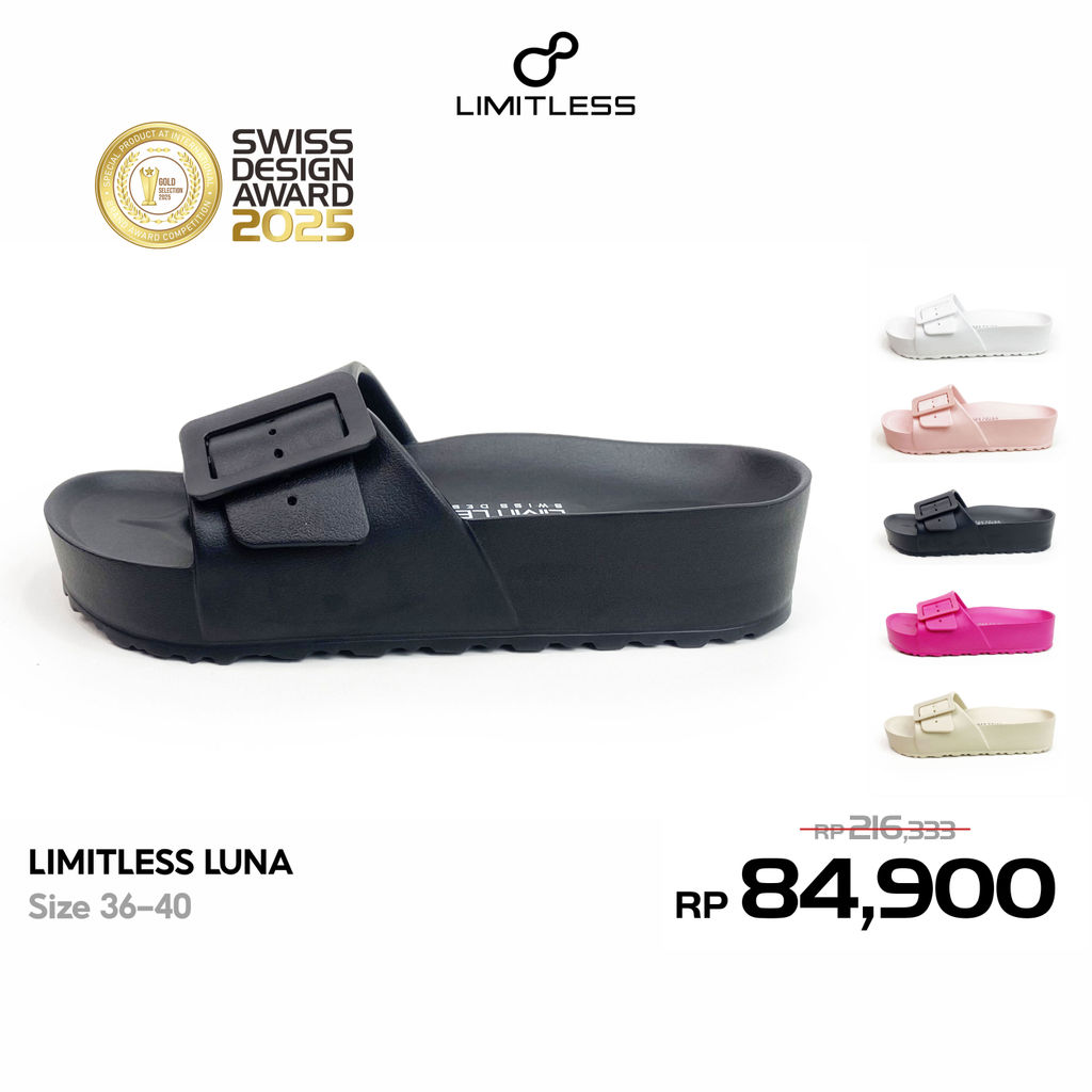 Jual Limitless - Sendal Slop Wanita Luna Anti Slip Wedges Hak Tinggi ...
