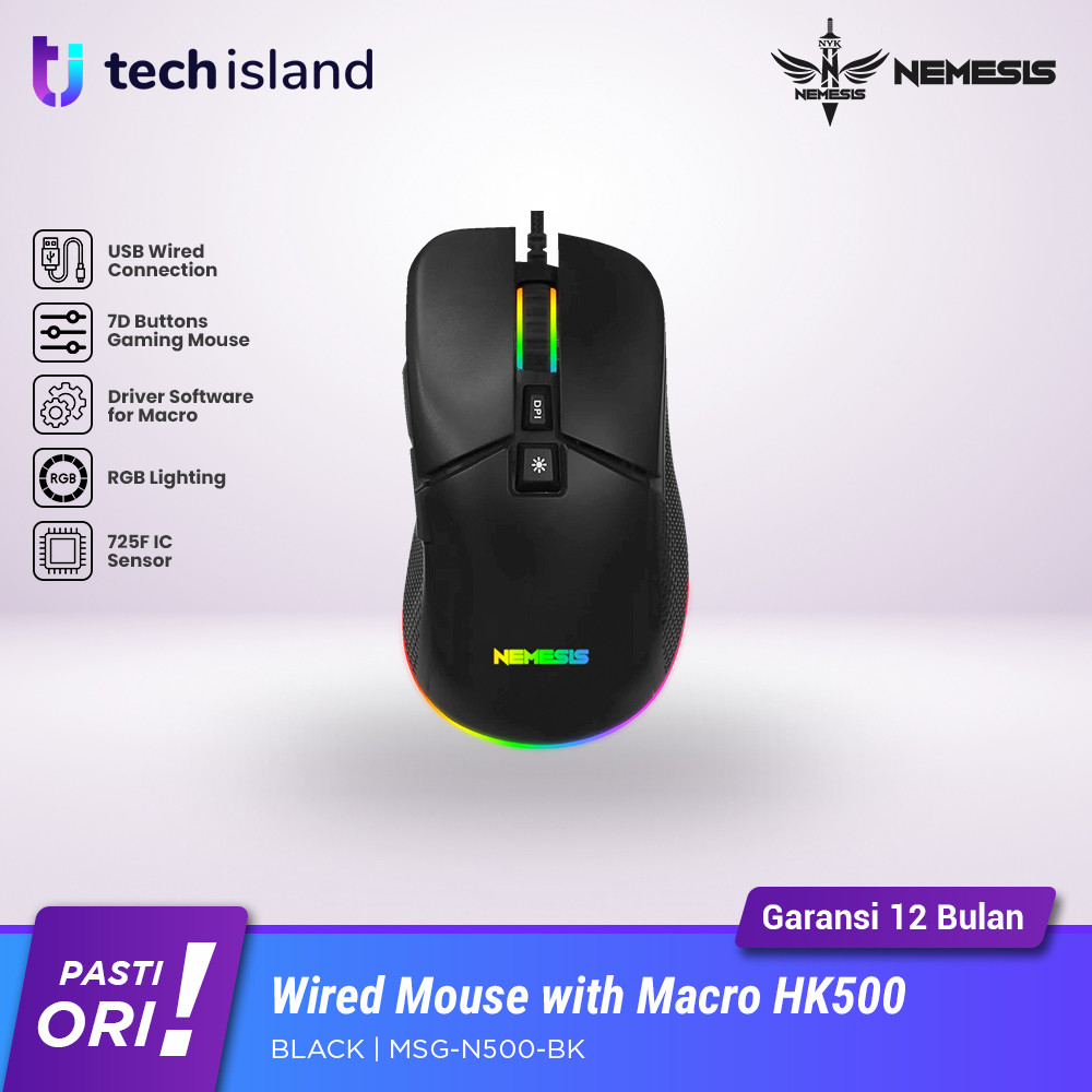 Jual NYK Nemesis Mouse Gaming HK500 Wired Connection Macro Setting 7D ...