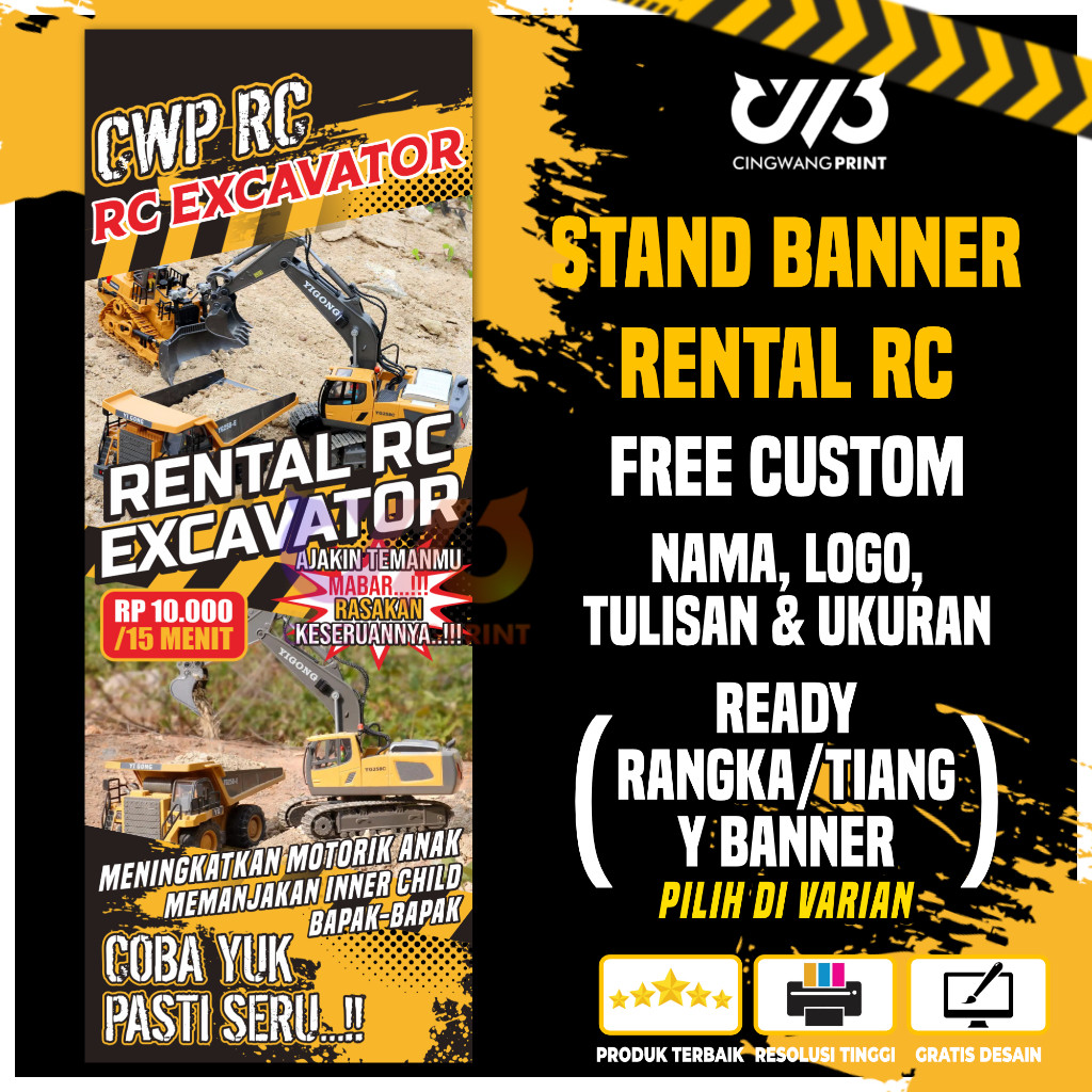 Jual Stand Banner Rental RC Excavator | X/Y-Banner Mainan Alat Berat RC ...