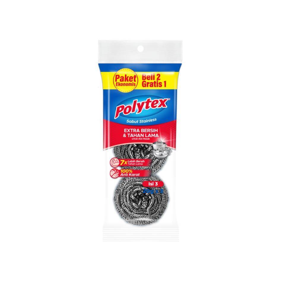 Jual Polytex Sabut Cuci Piring Multipacks Stainless 3 pcs | Shopee ...