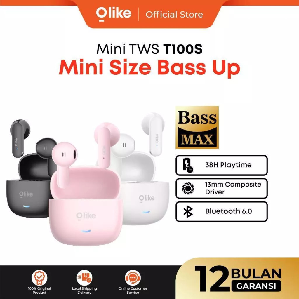 Jual OLIKE T100S Tws Mini In Ear Bluetooth 6.0 Stereo Bass Max 38H Play ...