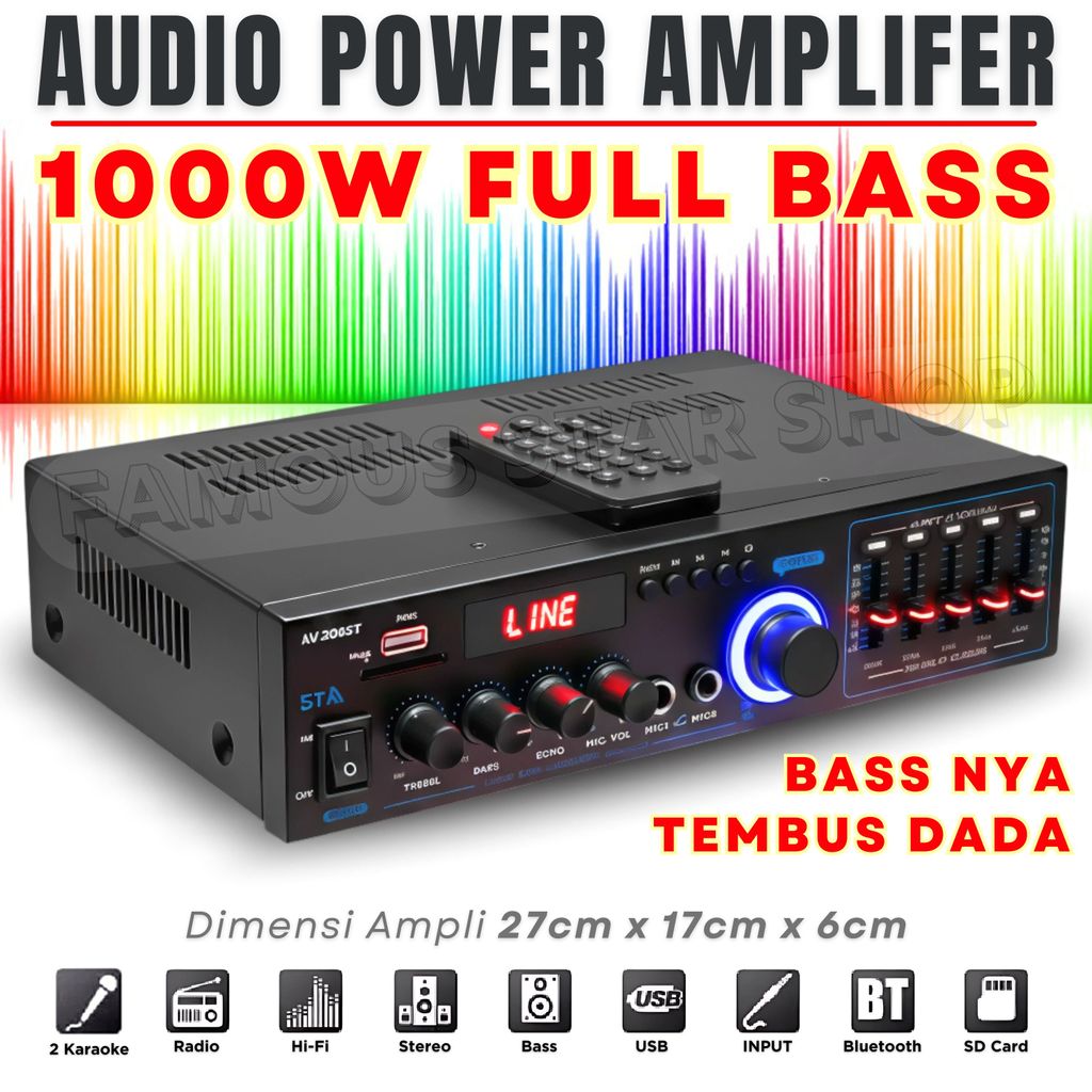 Jual Amplifier Daya 1000 Watt Full Bass Fleco AV-588BT Audio Penguat ...