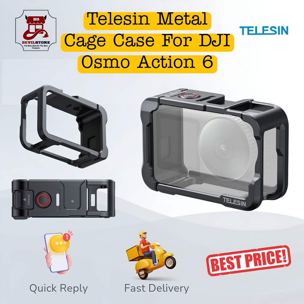Jual Telesin Metal Cage Case for DJI Action 6 Casing Aluminium Metal ...
