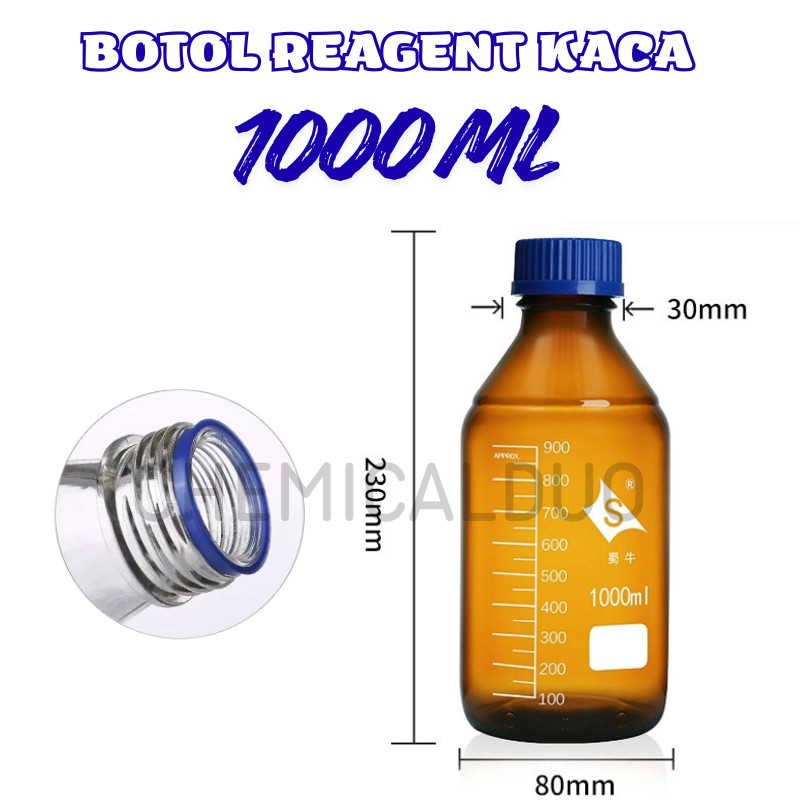 Jual Botol Reagen Kaca Coklat Tutup Biru 1000ml Botol Amber ...