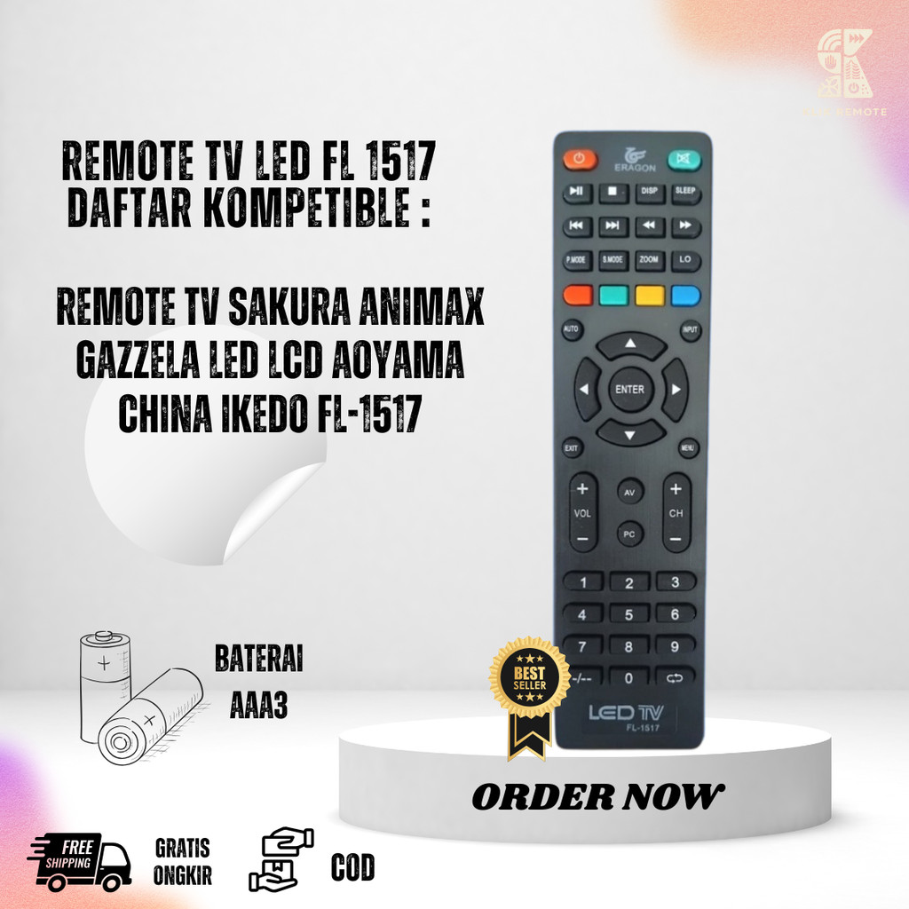 Jual REMOT REMOTE TV LCD LED SAKURA WEYON ANIMAX GAZELA XY-1517 TANPA ...