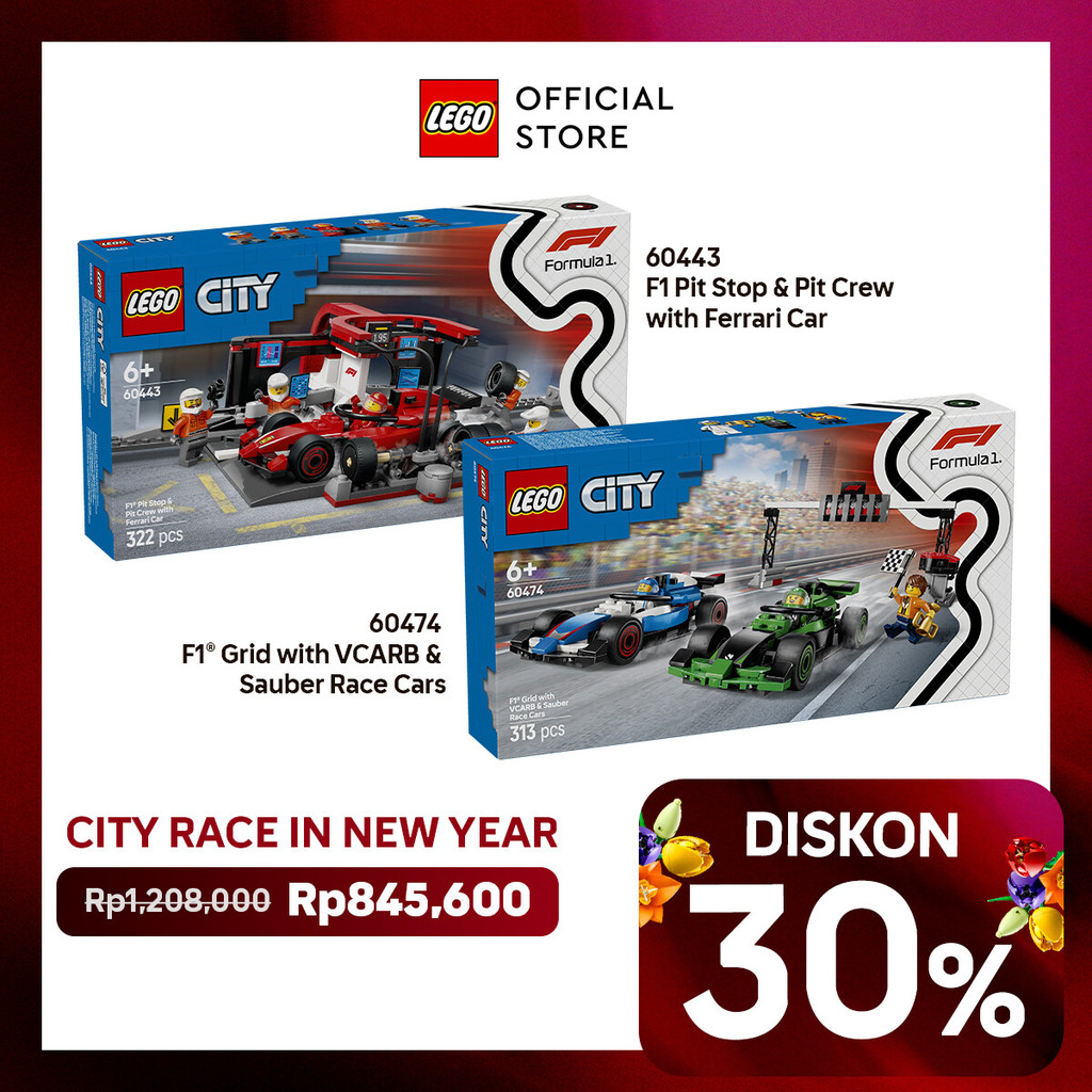 Jual LEGO City Bundle - LEGO City 60443 F1 Pit Stop & Pit Crew with ...