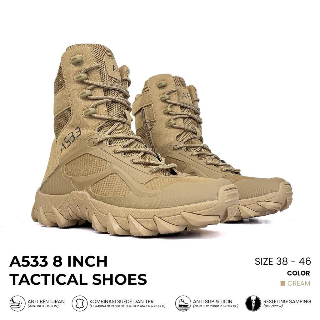 Jual Sepatu Tactical A533 8Inch Gurun Boots Merah Shoes Round Toe ...