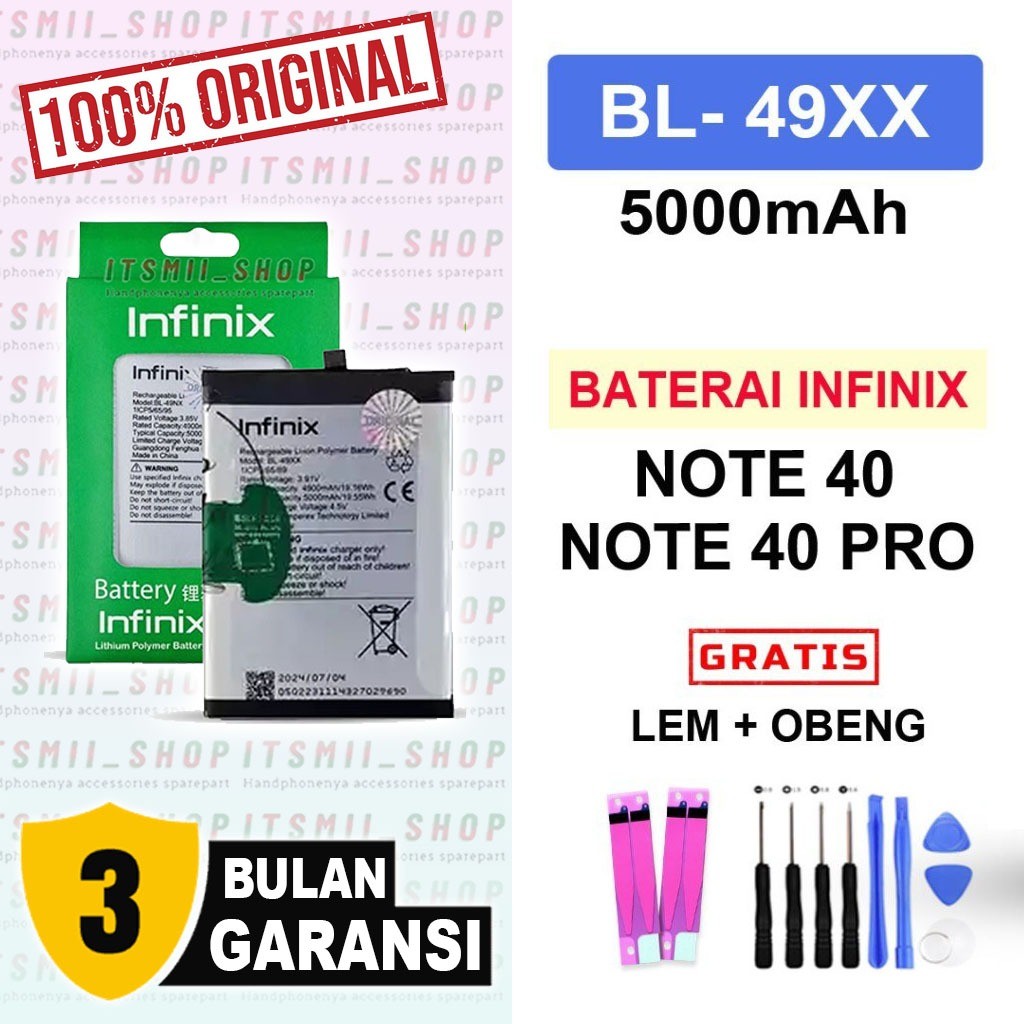 Jual BATERAI BATRE INFINIX NOTE 40 / NOTE 40 PRO / BL-49XX ORIGINAL ...