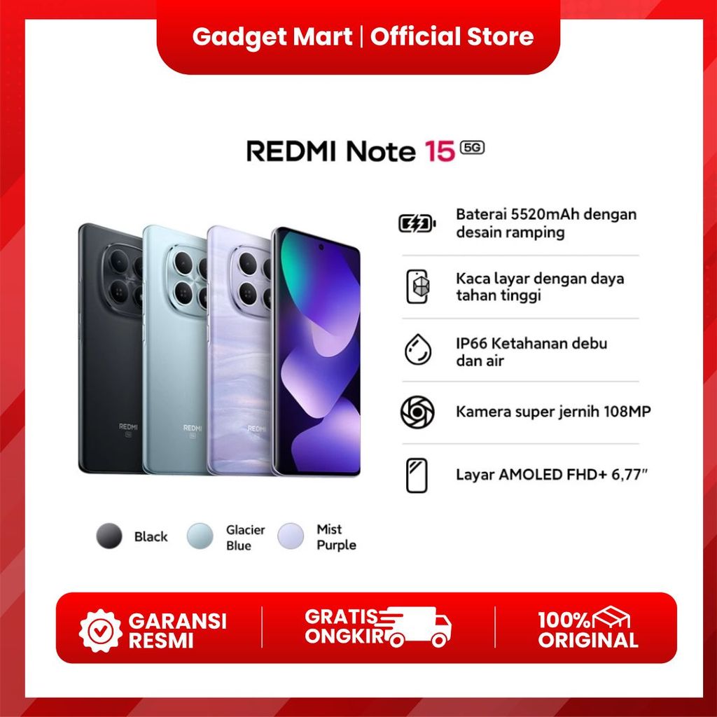 Jual Redmi Note 15 5G 12/512GB - Garansi Resmi | Shopee Indonesia