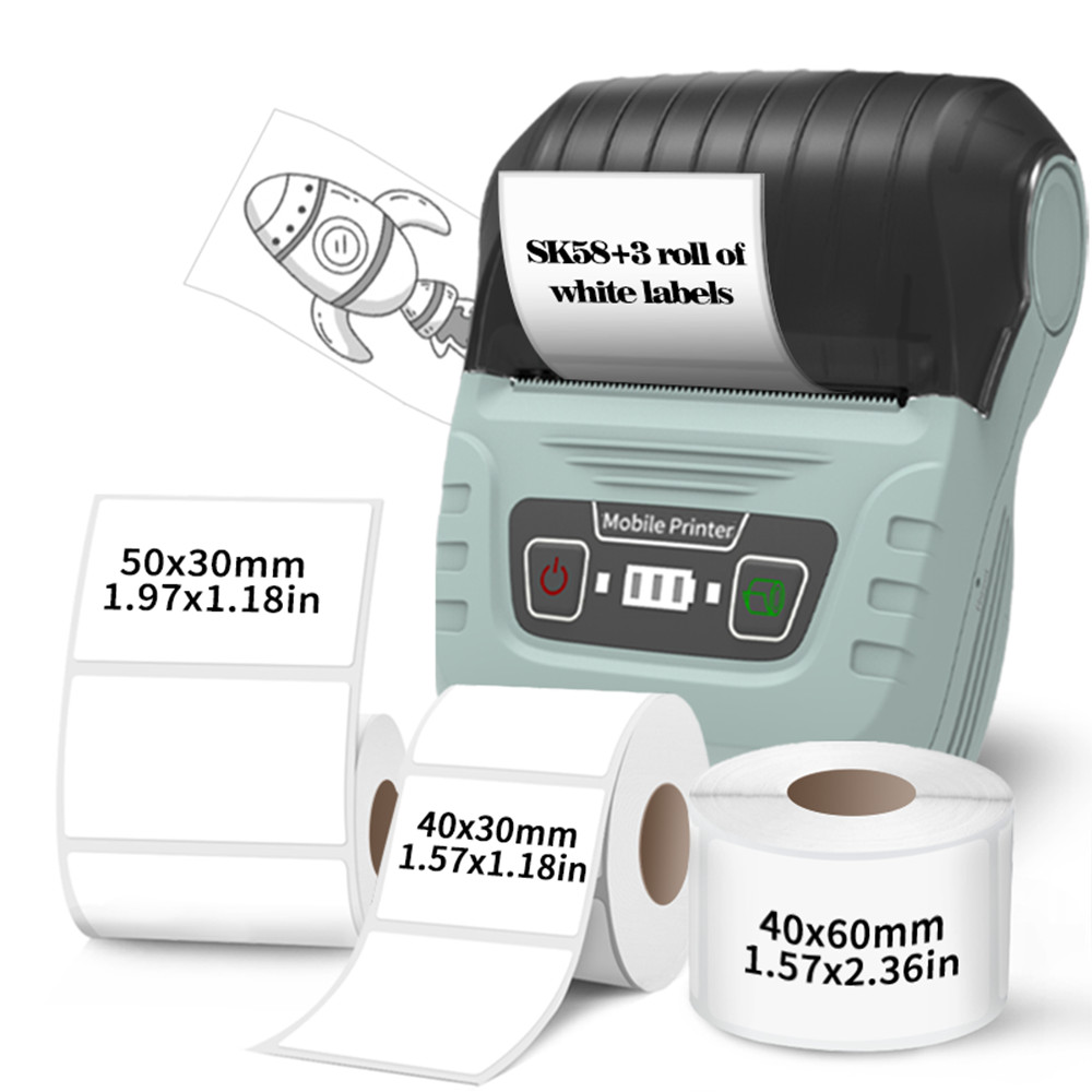 Jual Wireless Label Printer SK58 Inkless Bluetooth Thermal Label Maker ...