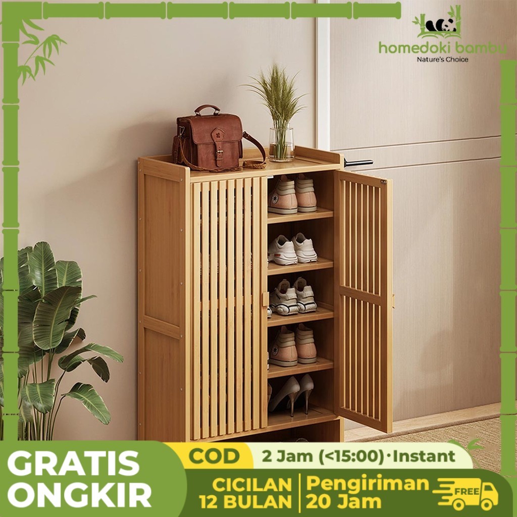 Jual Homedoki Bambu - Lemari Sepatu Sliding Bambu/Lemari Sepatu Rotan ...