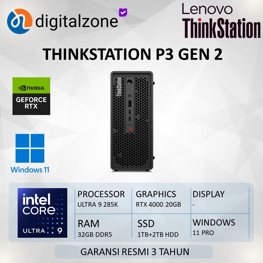 Jual LENOVO THINKSTATION P3 GEN 2 ULTRA 9 285K vPRO RAM 32GB 1TBSSD+2TB ...
