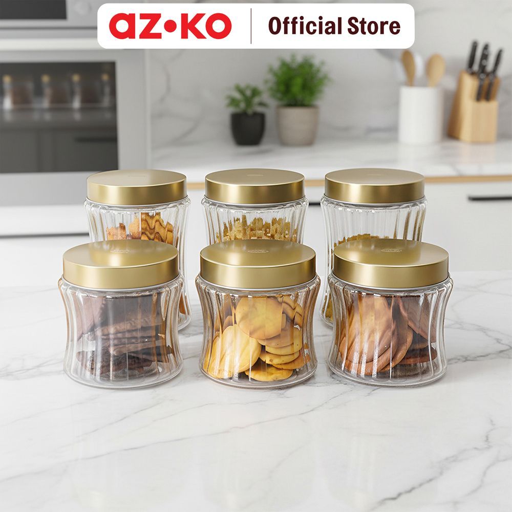 Jual AZKO Culinart Icy Stoples Kaca Set 6 Pcs Transparan - Gold Toples ...