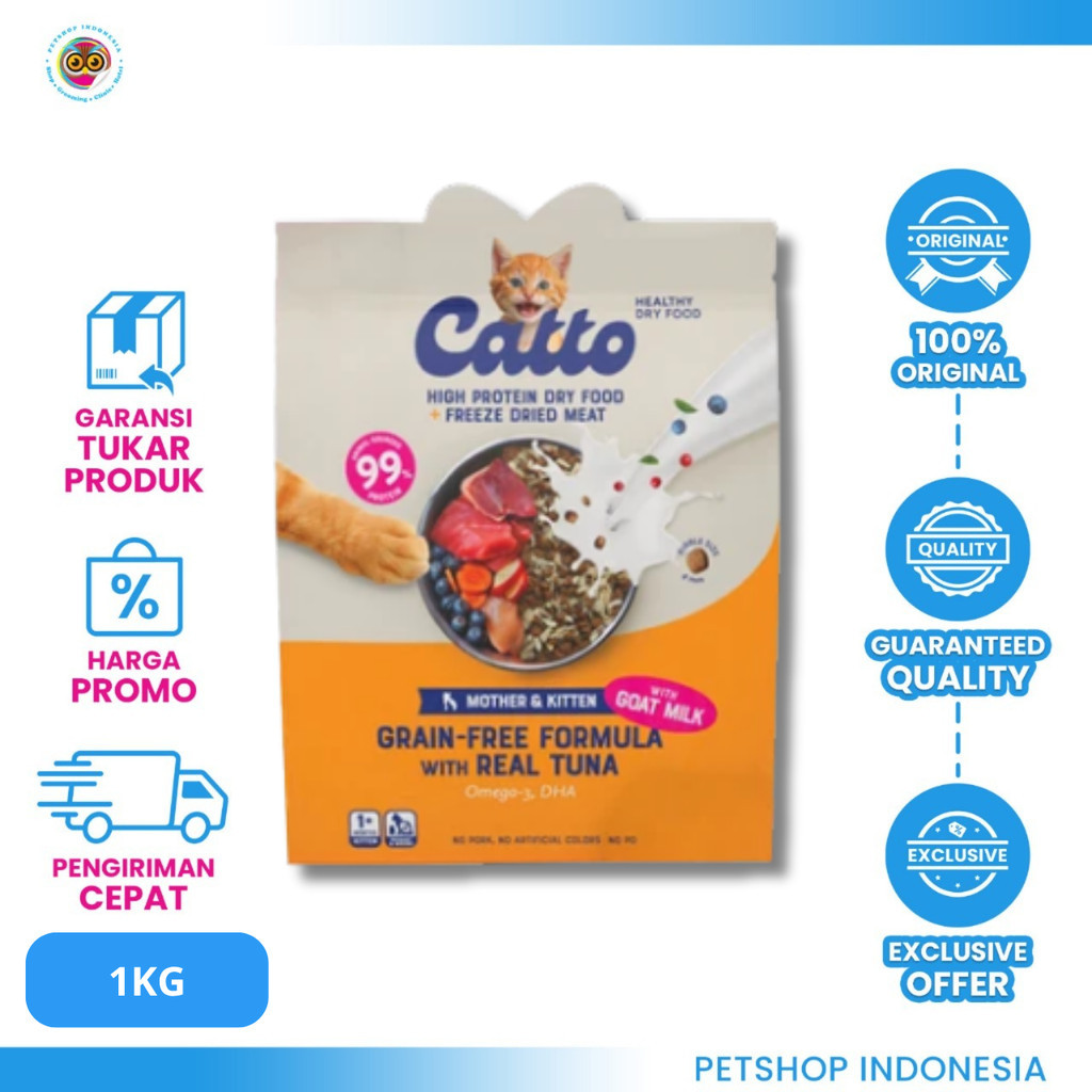 Jual CATTO Mother & Kitten Cat Food Duck Tuna 1kg – Makanan Induk ...