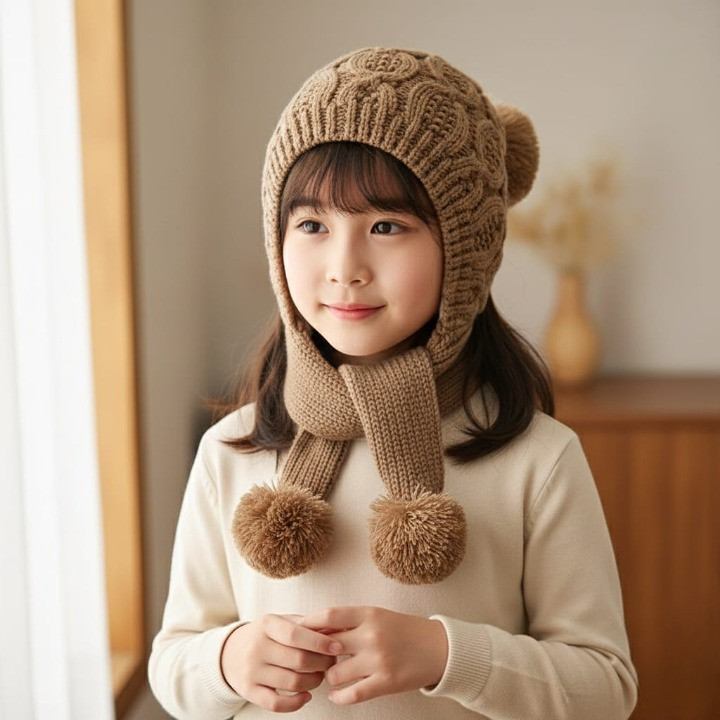 Jual ( OTH1405 ) Topi kupluk scarf syal leher winter musim dingin ...