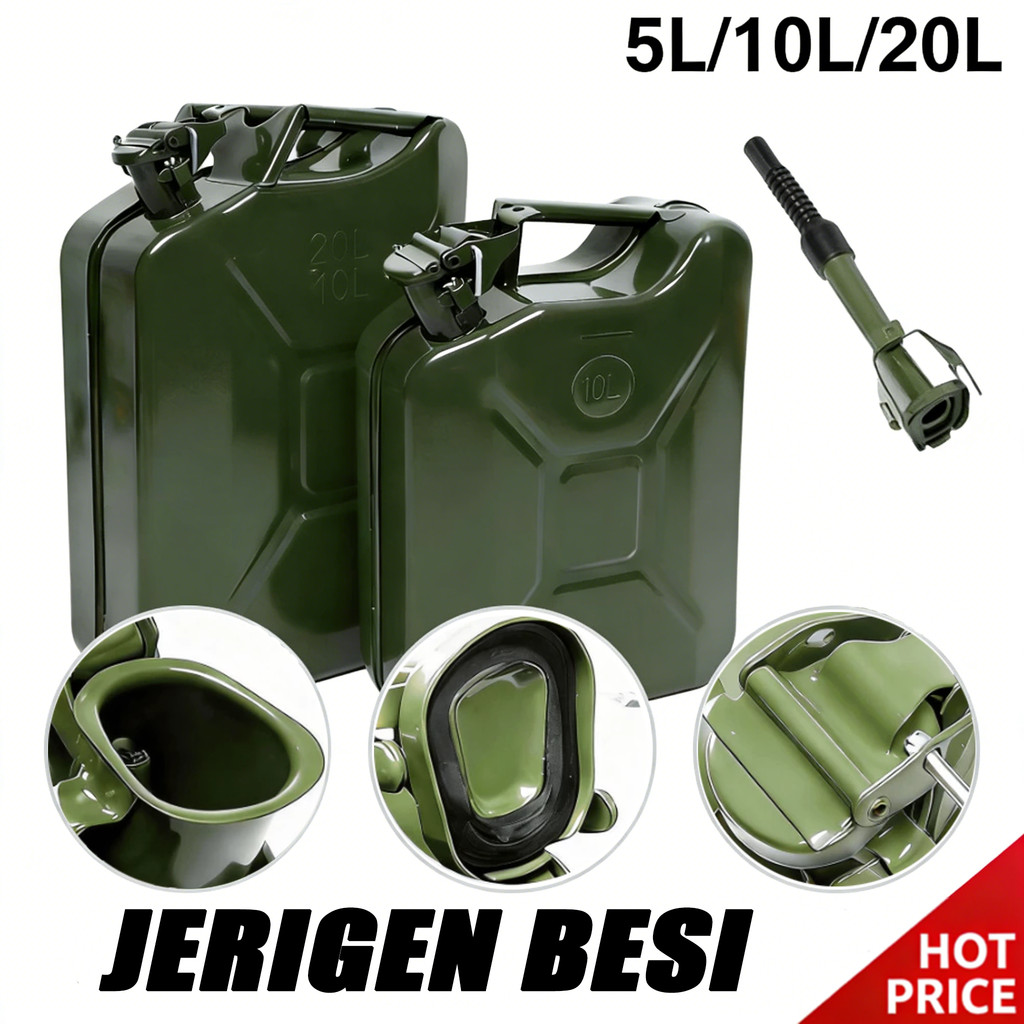Jual [Ready] 5/10/20L JERIGEN BESI BENSIN SOLAR JERRYCAN CARBON STEEL ...