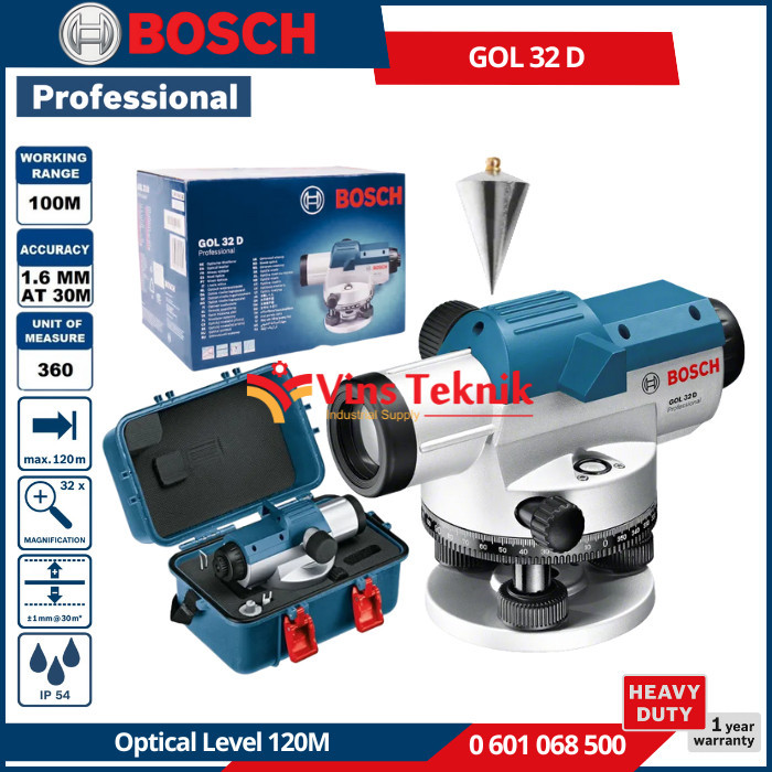 Jual BOSCH GOL32 D Optic Level Optical Automatic Level Waterpas GOL 32 ...