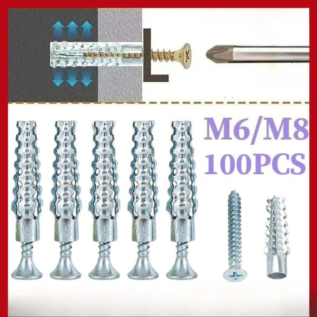 Jual M6/M8 Angkur Baut Tembok Sekrup 100set Sekrup Dinding Tembok ...