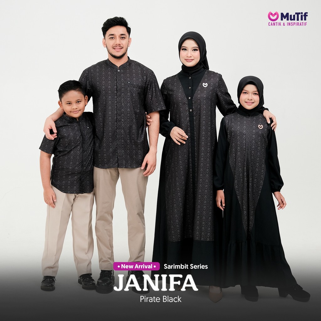 Jual Mutif Sarimbit Janifa Faaz Pirate Black Baju Lebaran Keluarga 2026 ...