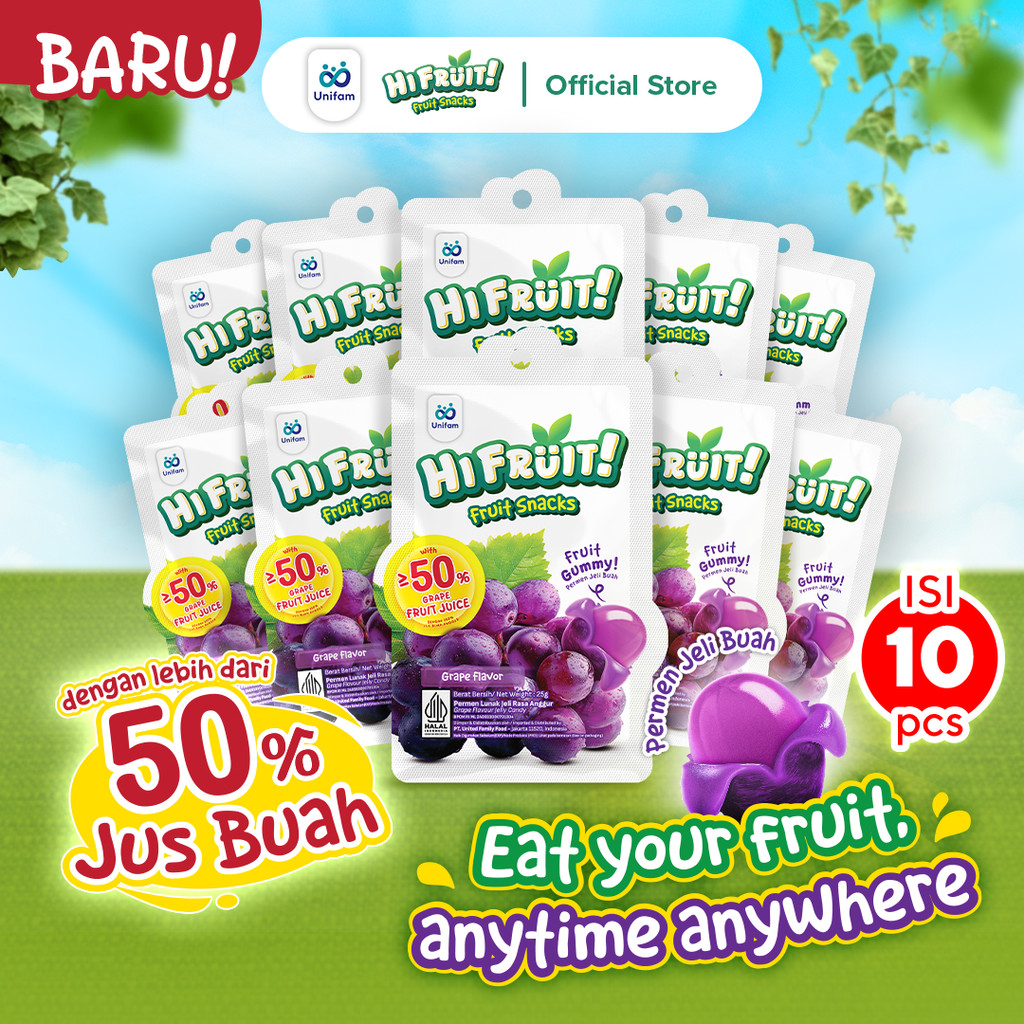 Jual HiFruit Permen Gummy Buah Rasa Anggur Ungu - 10 Sachet | Shopee ...