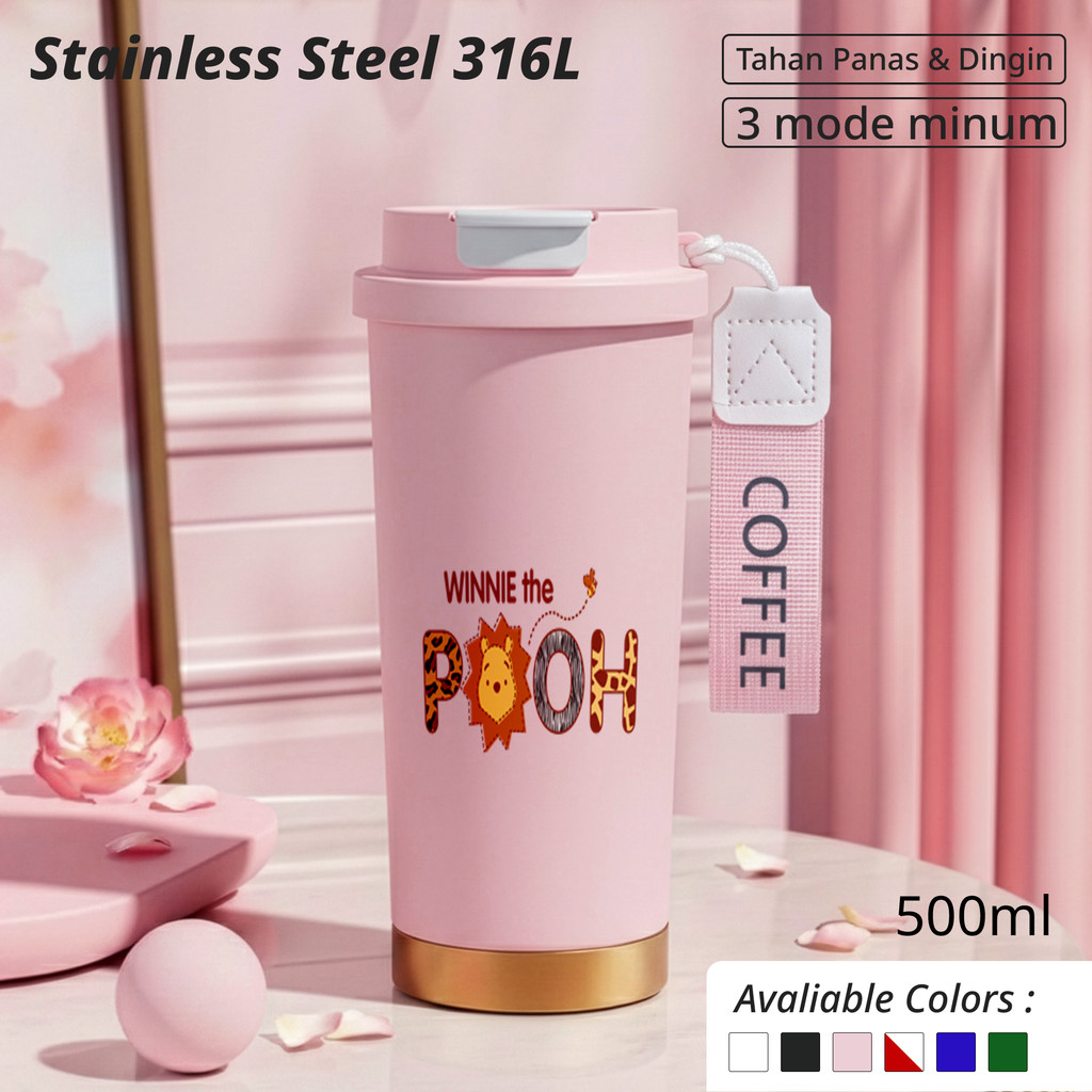 Jual Tumbler Stainless Steel 316 Kapasitas 500ml Warna Tutup Putih ...