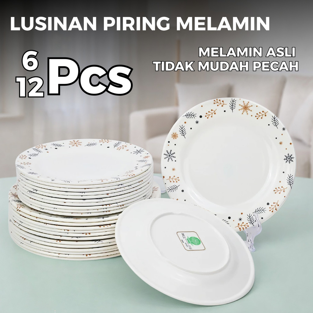 Jual Piring Melamin Motif Bunga Cantik LUSIN 6/12 pcs – Tebal, Anti ...