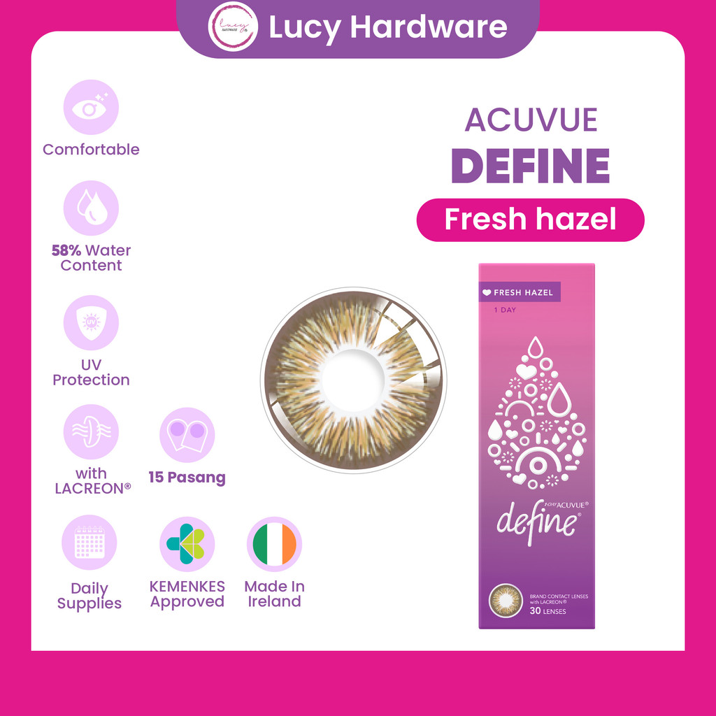 Jual Acuvue Define Fresh Hazel Softlens Warna 15 Pasang Softlens Harian ...