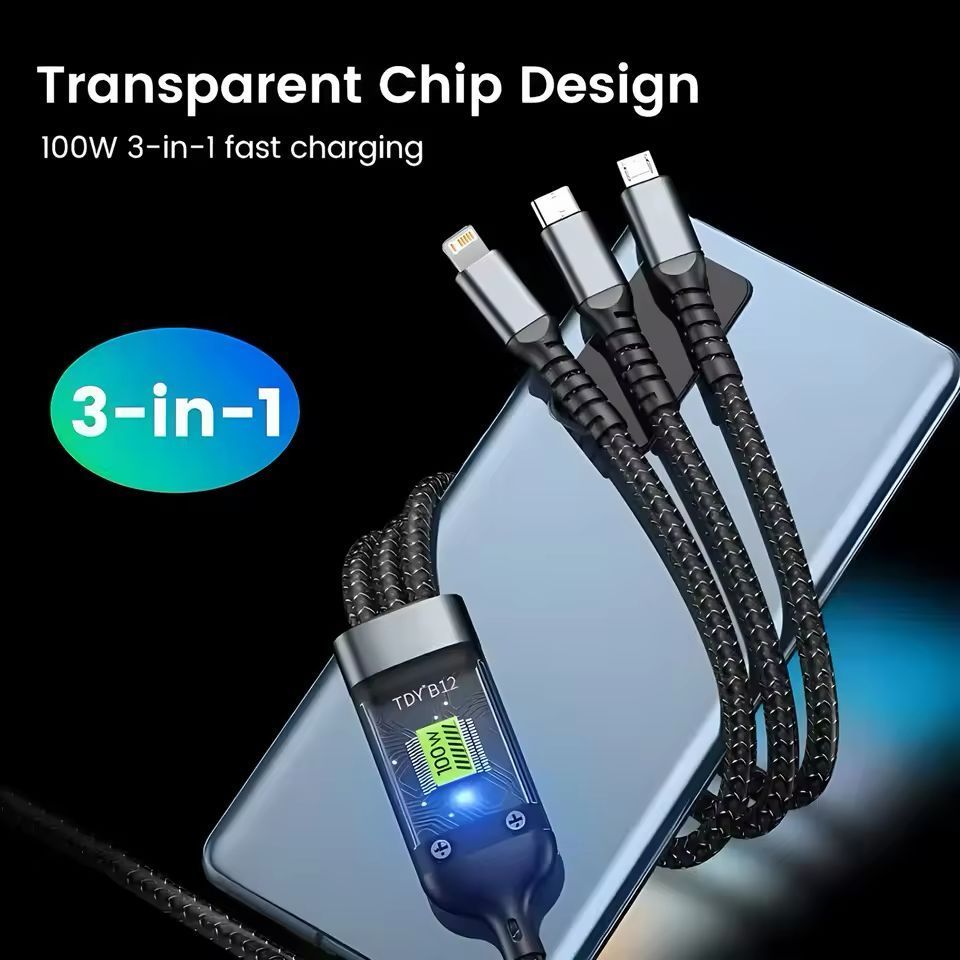 Jual Kabel Data 3 in 1 Fast Charging 100W USB Type C Lightning Micro ...