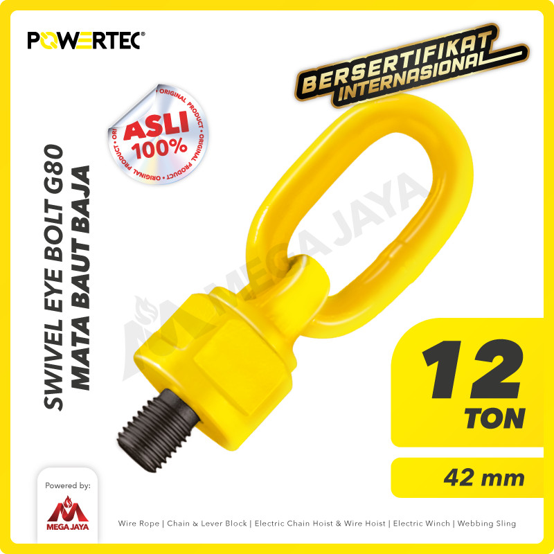 Jual POWERTEC Swivel Eye Bolt / Mata Baut M42 - 12 Ton | Shopee Indonesia