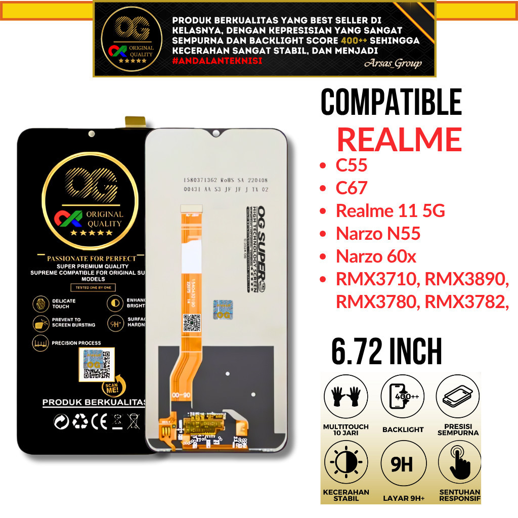 Jual LCD TS OG Super C55, C67, Realme 11 5G, Narzo N55, Narzo 60x ...