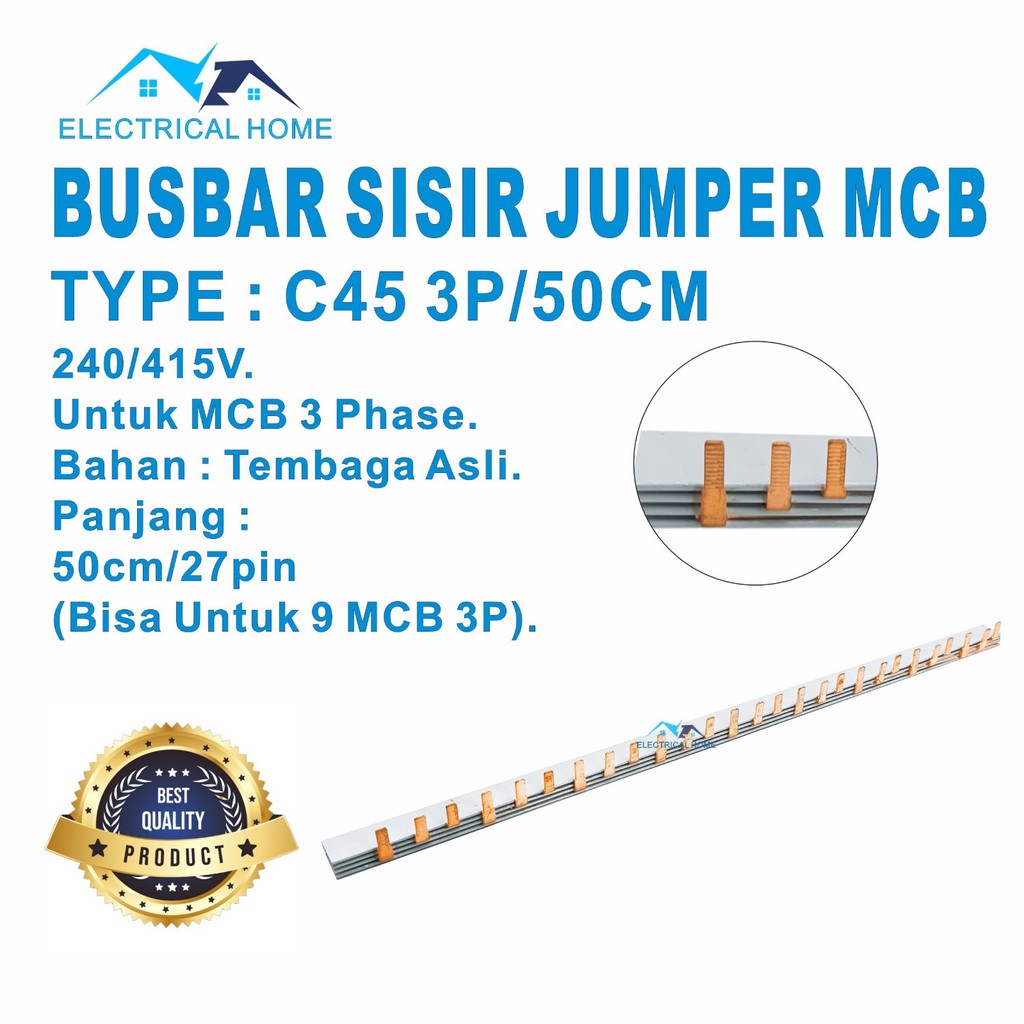 Jual BUSBAR SISIR MCB 3 PHASE JUMPER MCB 3 PHASE PANJANG 50CM BEST ...