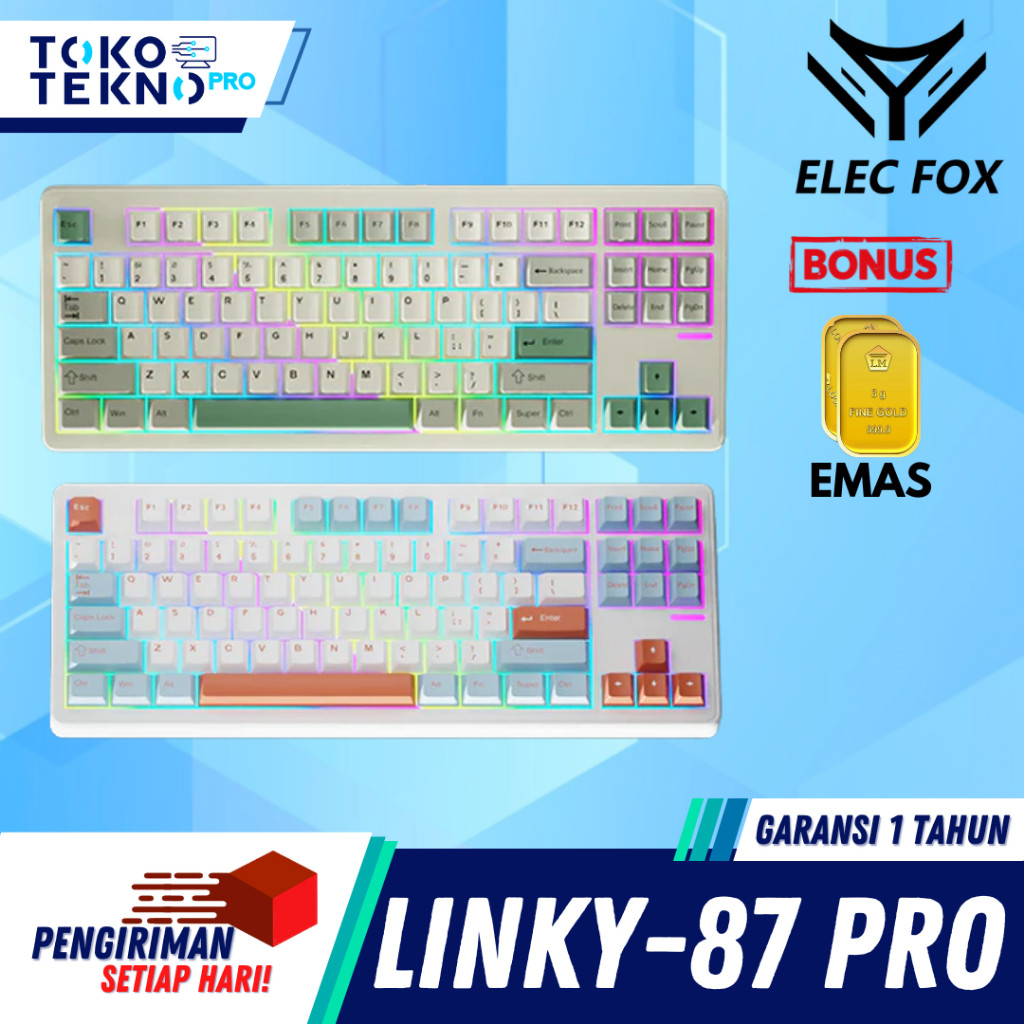 Jual ELEC FOX / ELECFOX Linky 87 / Linky-87 PRO TKL Mechanical Keyboard ...