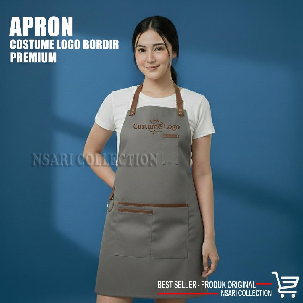 Jual BISA Costume Logo Bordir Premium Celemek Masak Apron Keren Apron ...