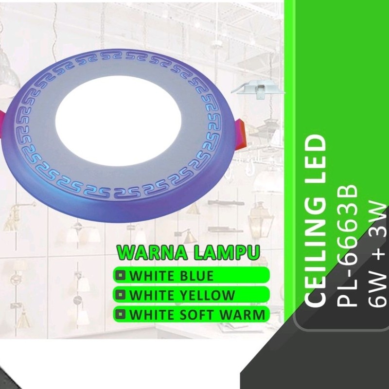 Jual LAMPU PLAFON/ LED CEILING 2 WARNA (6WATT+3WATT) TERDIRI 3 VARIAN ...
